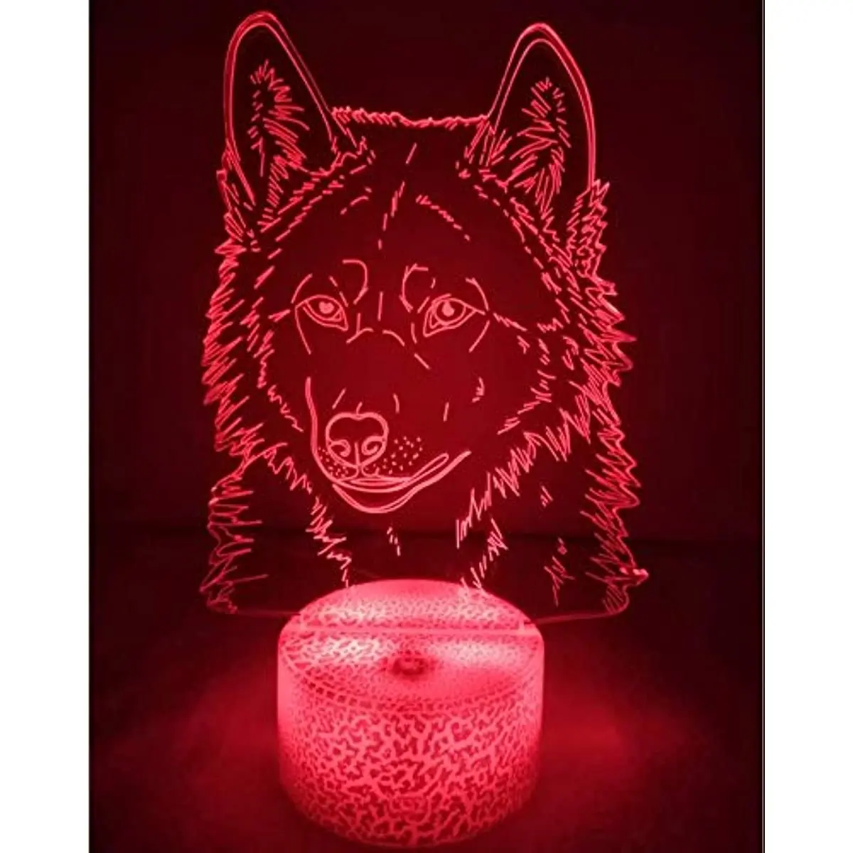 Ilusión óptica 3D Wolf Night Light 16 colores con Control remoto luz ...
