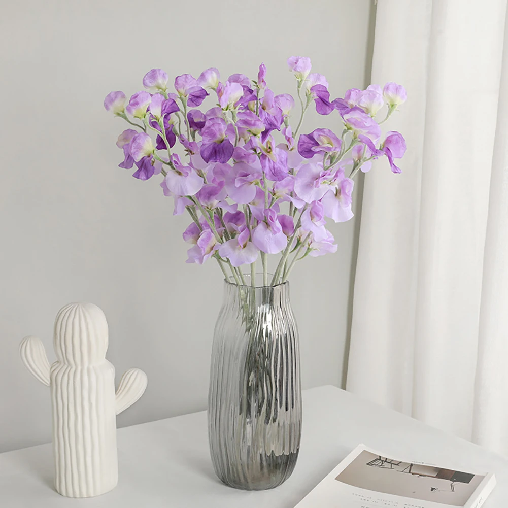 Artificial-Flower-Bouquet-Silk-Sweet-Pea-Fake-Flowers-Artificial-Plant ...