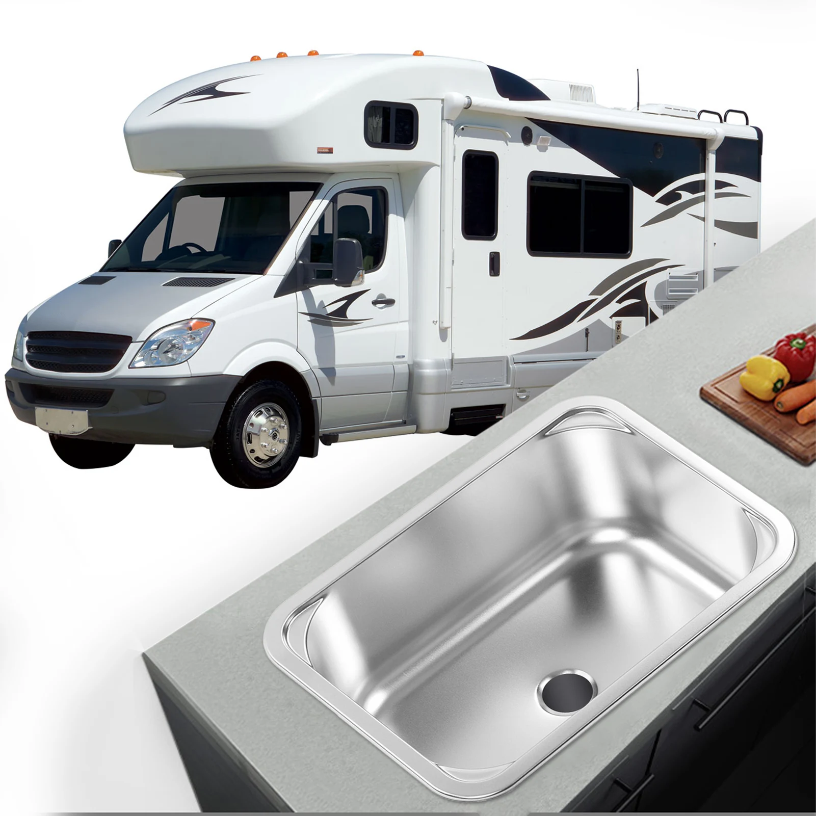 Kitchen Basin Sink Anti Rust Large Capacity 40mm Drain 345x245x136mm ...
