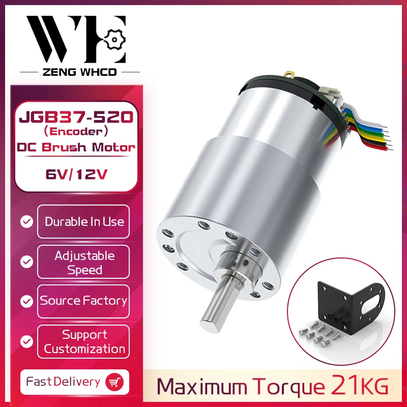 JGB37-520 Hall Encoder Miniature Brushed DC Motor 6V12V Forward And ...