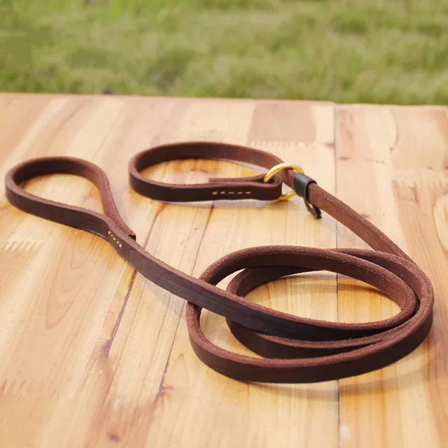 Strong Genuine Leather Dog Slip Lead Control Leash for Dogs No Pull ...