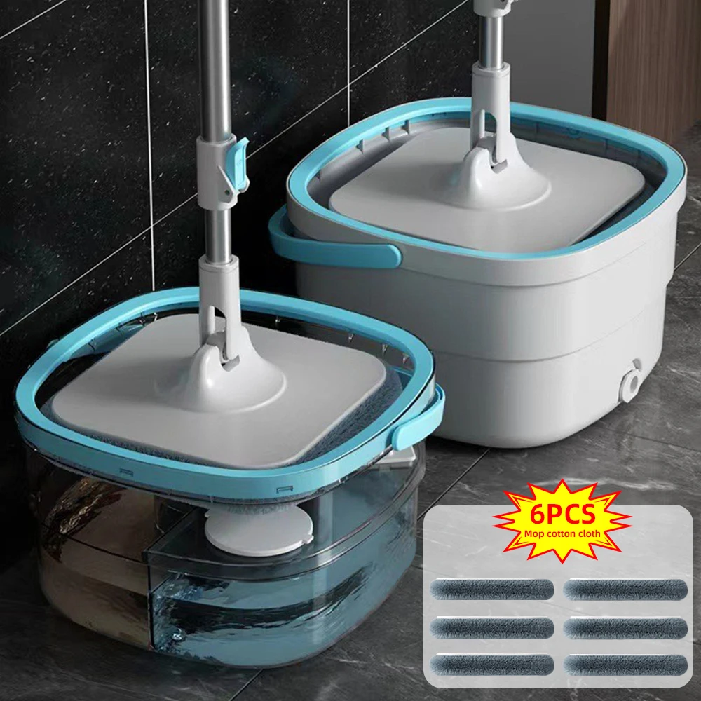 Mops-with-Bucket-360-Spin-Clear-Water-Separation-Lazy-No-Hand-Washing ...