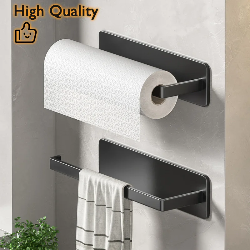 Kitchen Paper Roll Holder Self Adhesive No Punch Tissue Hanger Plastic ...