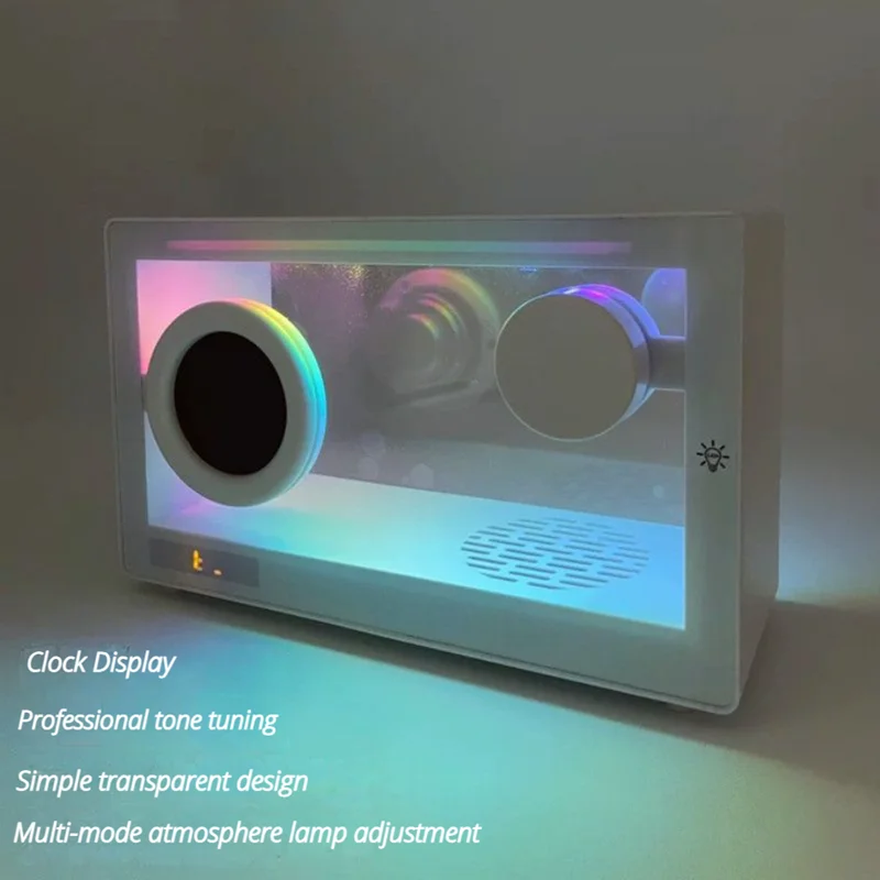 Mini-alto-falante-bluetooth-transparente-vis-vel-com-rel-gio-cart-o ...