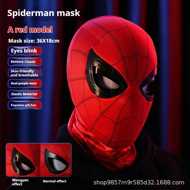 Spiderman-Mascara-Headgear-Cosplay-Moving-Eyes-Electronic-Mask-Spider ...