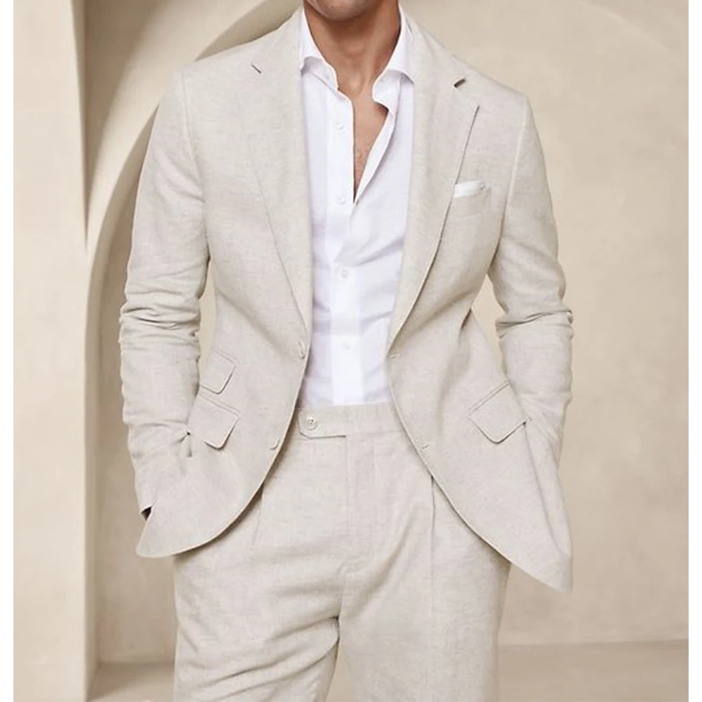 Fato-de-linho-de-2-pe-as-masculino-design-fino-respir-vel-confort-vel ...