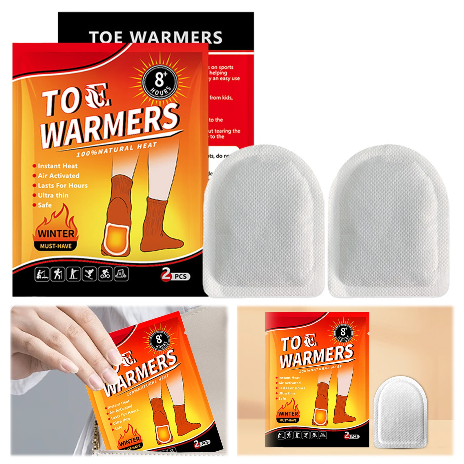 20 Pair Toe Warmers Up To 8 Hours of Heat Foot Warmers Easily Apply ...