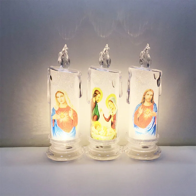 Jesus-Virgin-Christ-Candle-Lamp-Romantic-Tealight-Electronic-Flameless ...