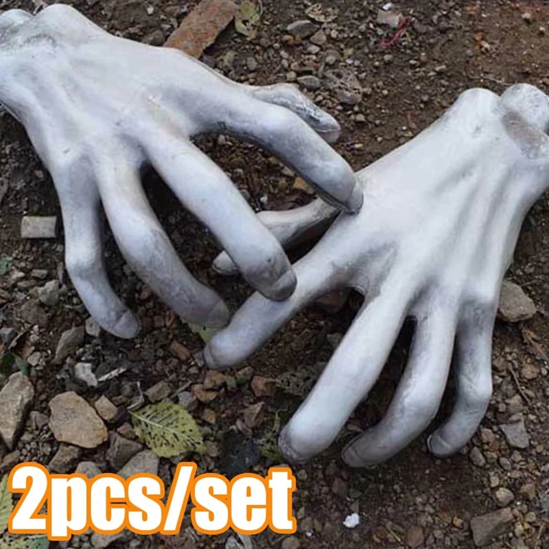 2Pcs-Halloween-Skeleton-Hands-Scary-Realistic-Size-Hand-Bone-Skull ...
