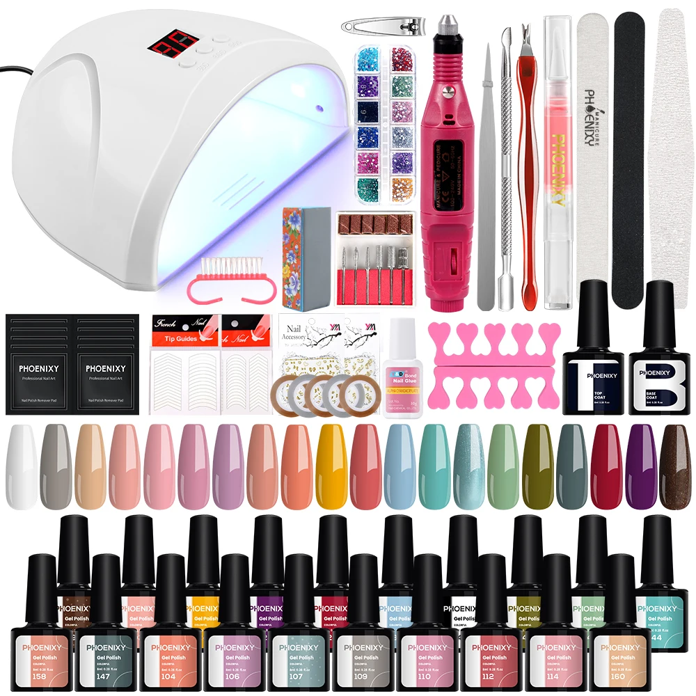 Nail-Set-Gel-Nail-Polish-Set-with-UV-LED-Lamp-Dryer-Semi-Permanent-Gel ...