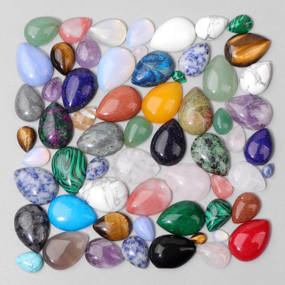 10pcs/lot Natural Flat/Back Cameo Cabochon Beads Waterdrop Gems Stone ...
