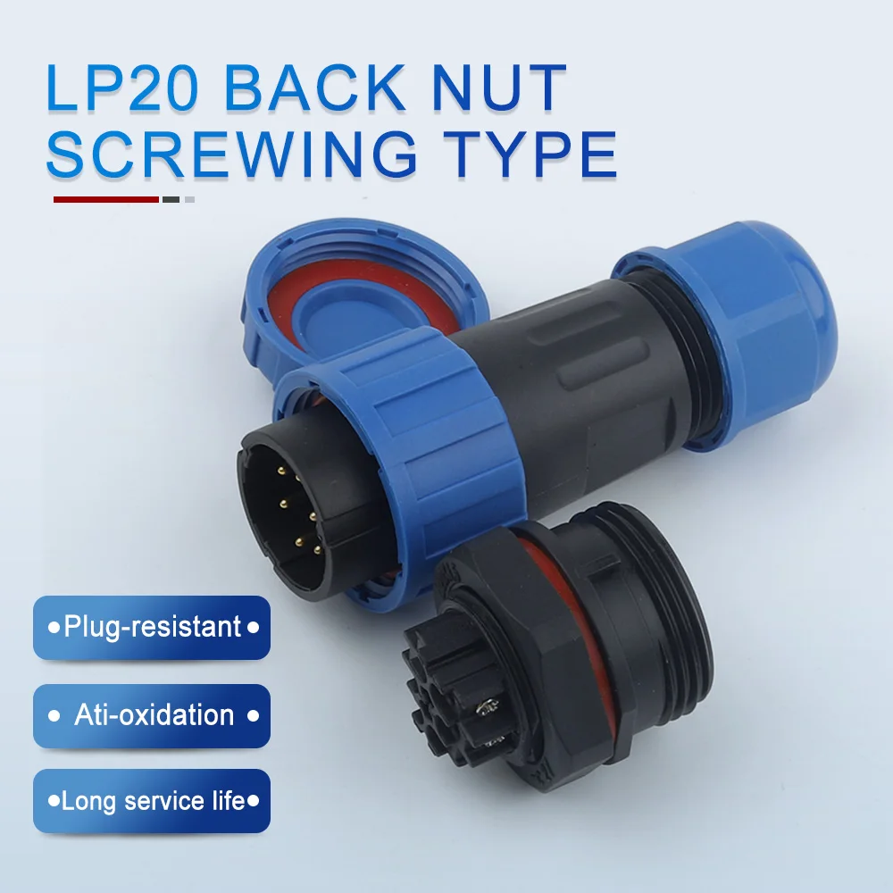 SP20 LP20 Back Nut Type Aviation Connector IP68 Waterproof Male Female ...