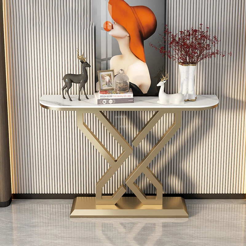European Light Luxury Slate Entrance Console Tables Creative Living ...