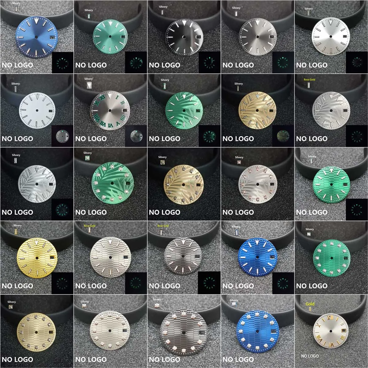 Replacement 28.5MM Watch Dial Single Calendar Green Luminous Dial for ...