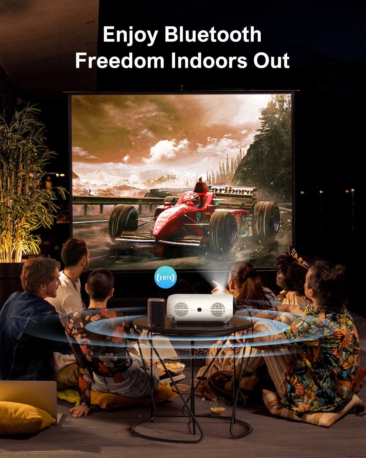 ULTIMEA Native 1080P Bluetooth Projector LED Portable Outdoor Projector ...