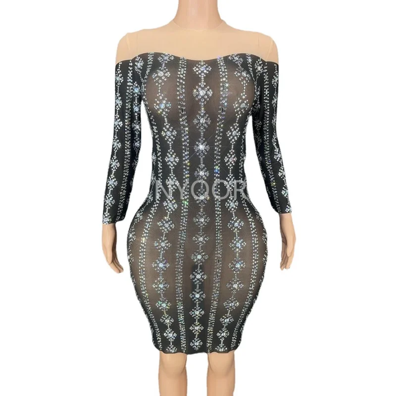 Multicolor-New-Sexy-Bling-Rhinestone-Short-Dress-Women-Dress-With ...
