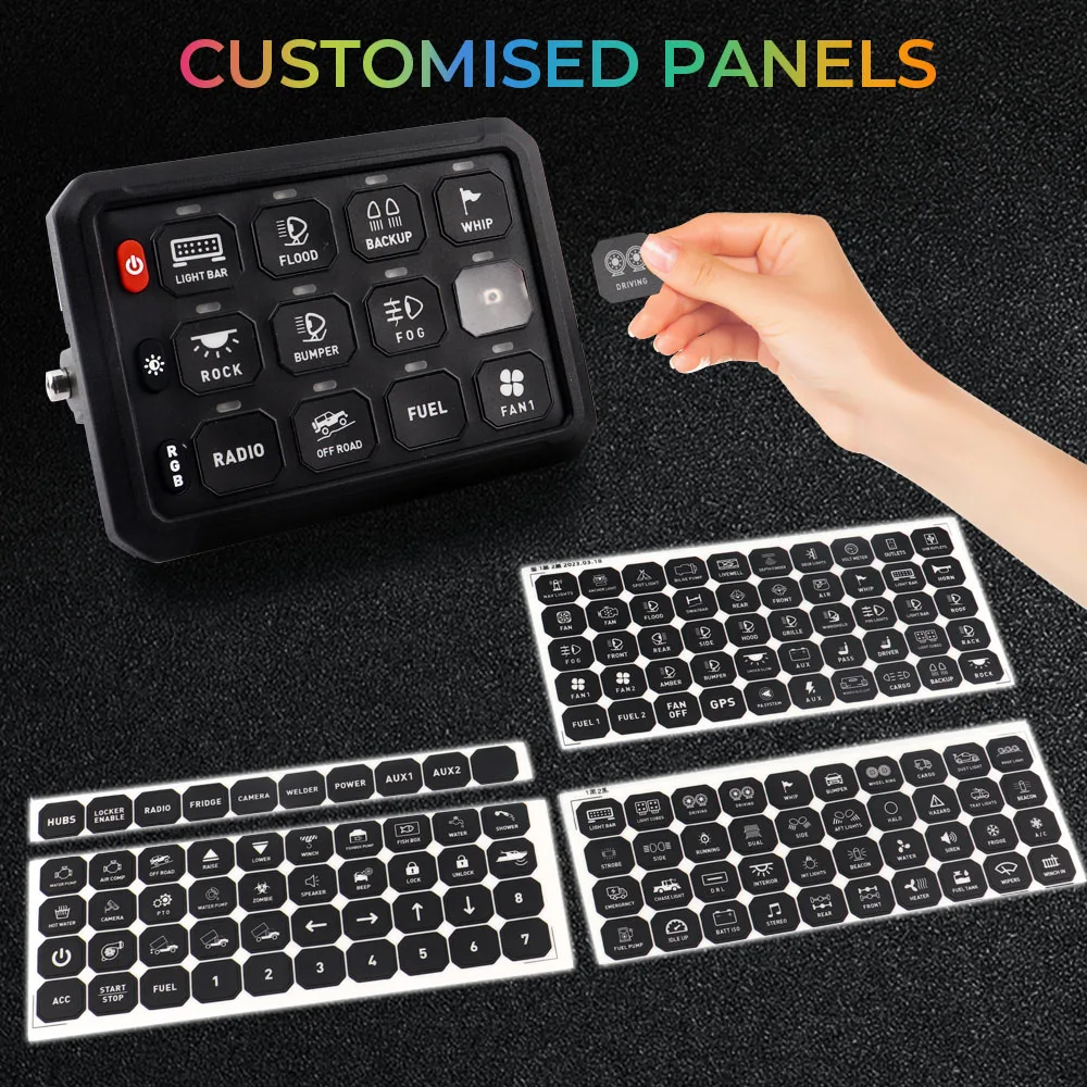 12 Gang RGB Switch Panel Multifunction Led Work Light Bar Switches Box ...