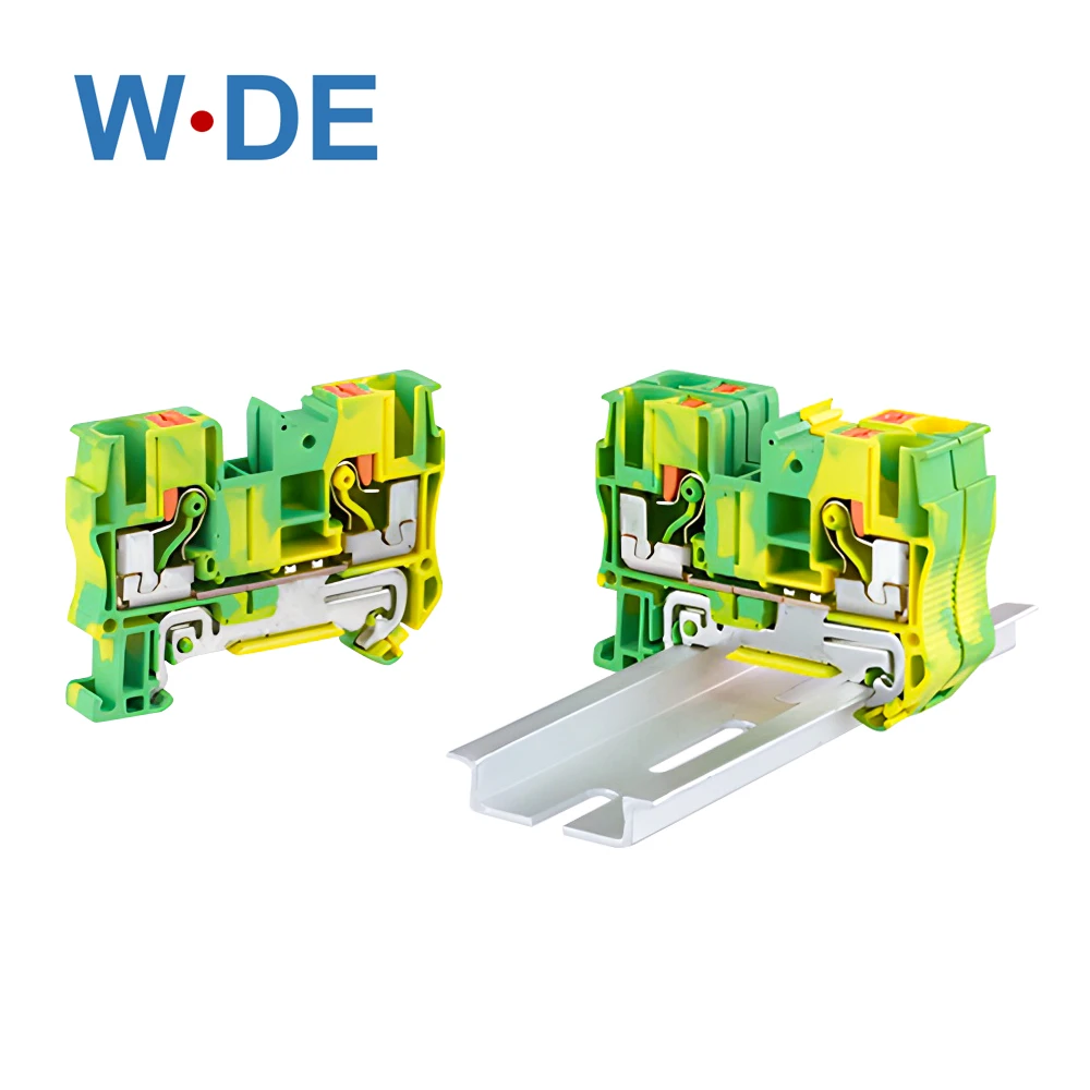 5Pcs PT6 PE Din 레일 접지 터미널 블록 접지 스프링 피드 스루 연결 푸시 인 스크류 와이어 도체 ...