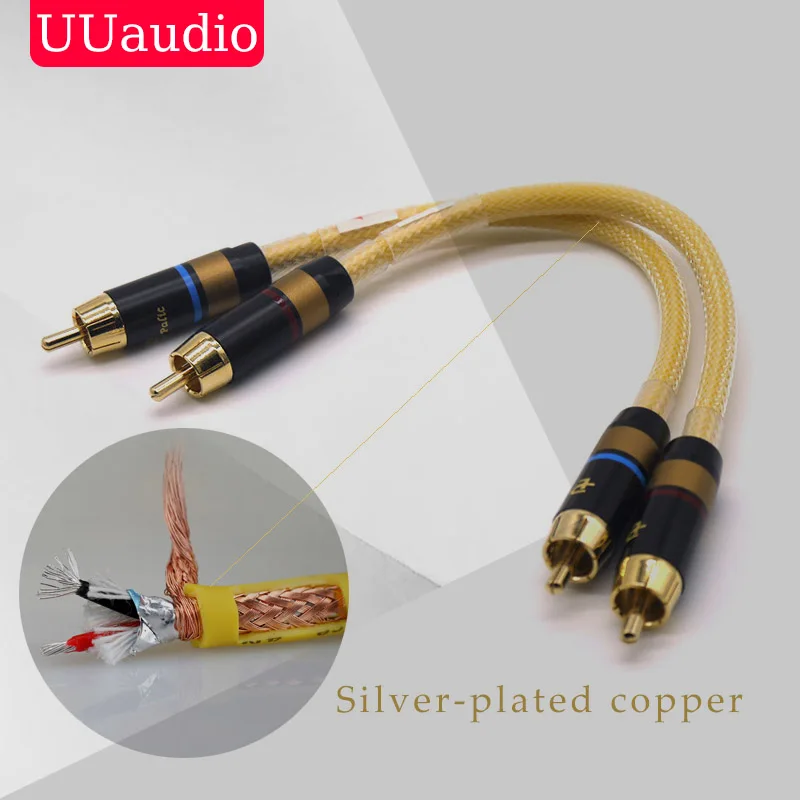 2PCS-pair-HIFI-RCA-audio-Cable-Silver-plated-Copper-RCA-To-RCA-Audio ...