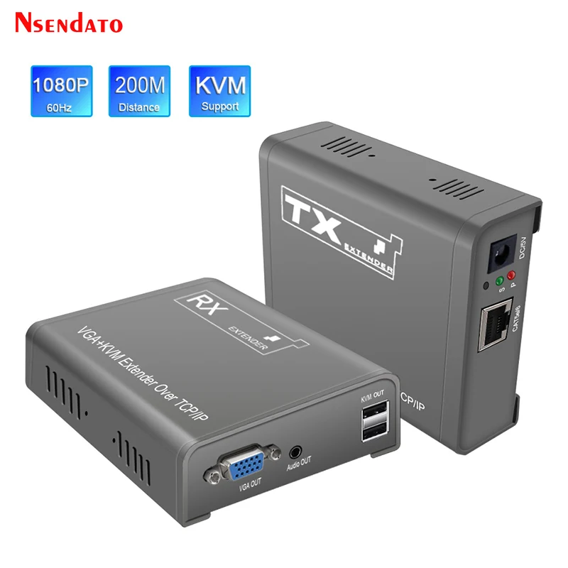 VGA-KVM-Extender-RJ45-1080P-200m-Over-IP-CAT6-Rj45-Ethernet-Network ...