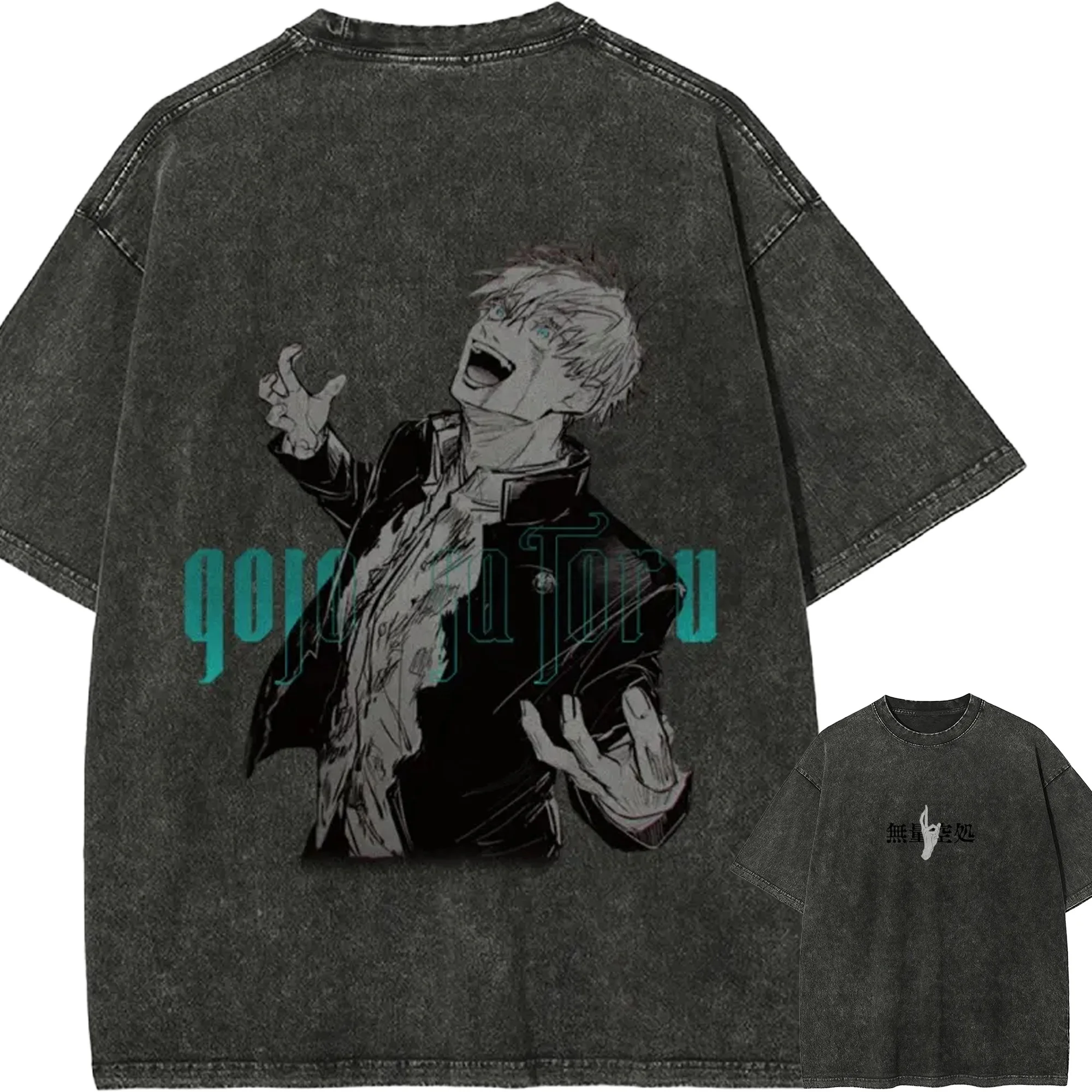 Satoru Gojo T Shirt Jujutsu Kaisen Men Acid Wash Gojo Awakening Anime ...
