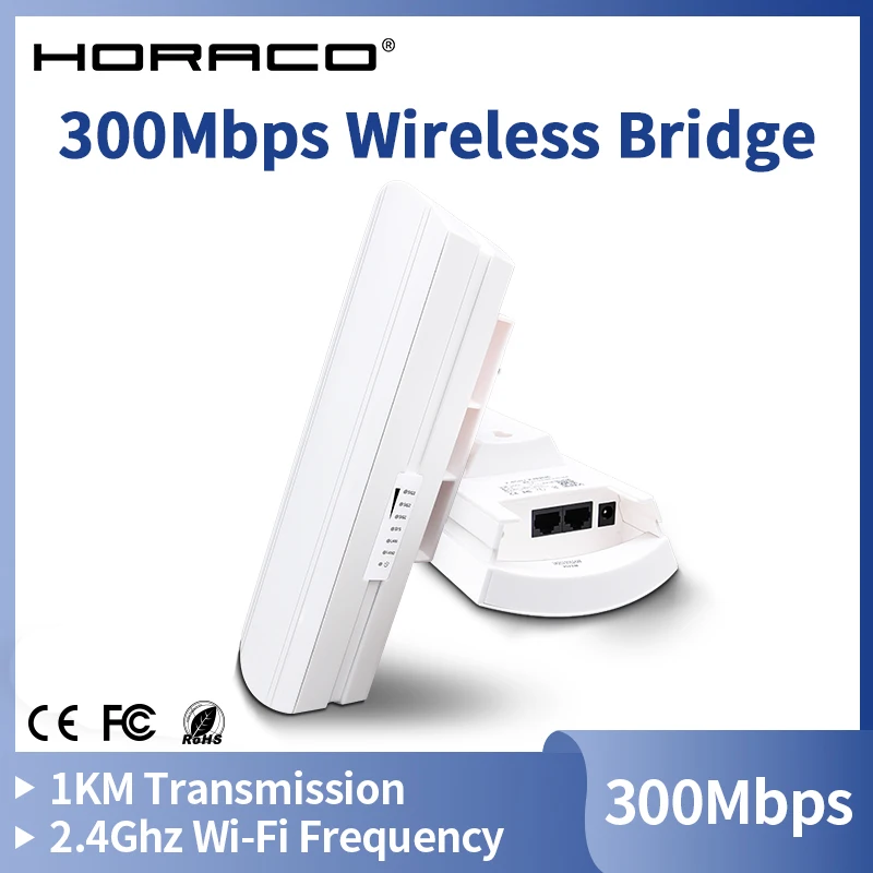 HORACO Outdoor Wireless Bridge Wifi Router 300Mbps Wi Fi Repeater ...