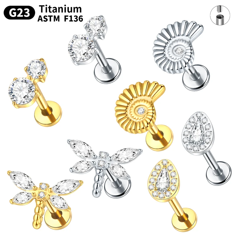 1PC Titanium CZ Dragonfly Ear Cartilage Piercing Earring Helix Tragus ...