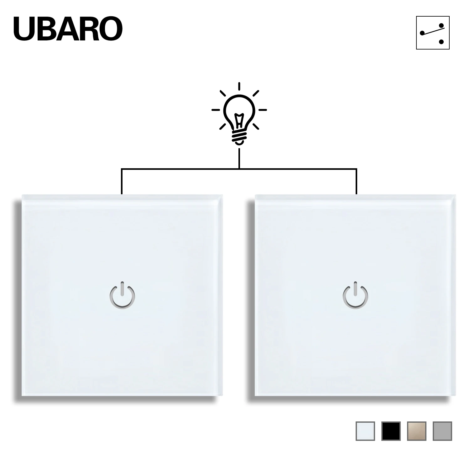 UBARO-New-EU-Standard-Pass-Touch-Switch-1-Gang-2-Way-Control-86-mm ...