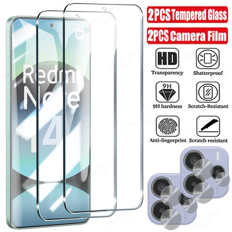 4IN1 HD Tempered Glass For Xiaomi Redmi Note 14 13 12 11 10 Pro Plus ...