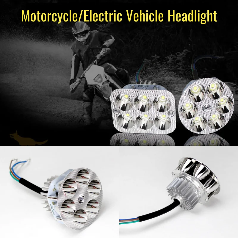1xUniversal Motorcycle LED Headlight Far Near Light Electric Car Built ...