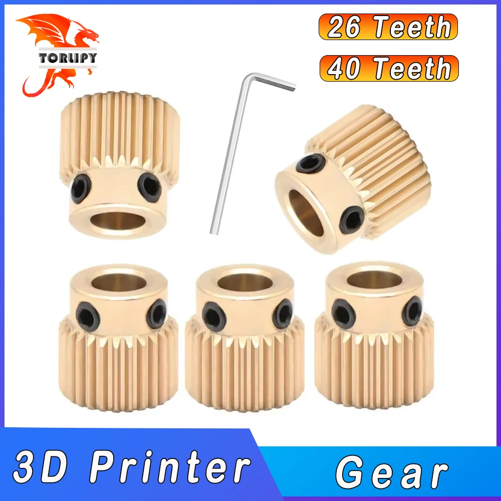 Mk7 MK8 Extrusion Gear 26 40 Tooth Teeth Brass Drive Gear Feeding Gear ...