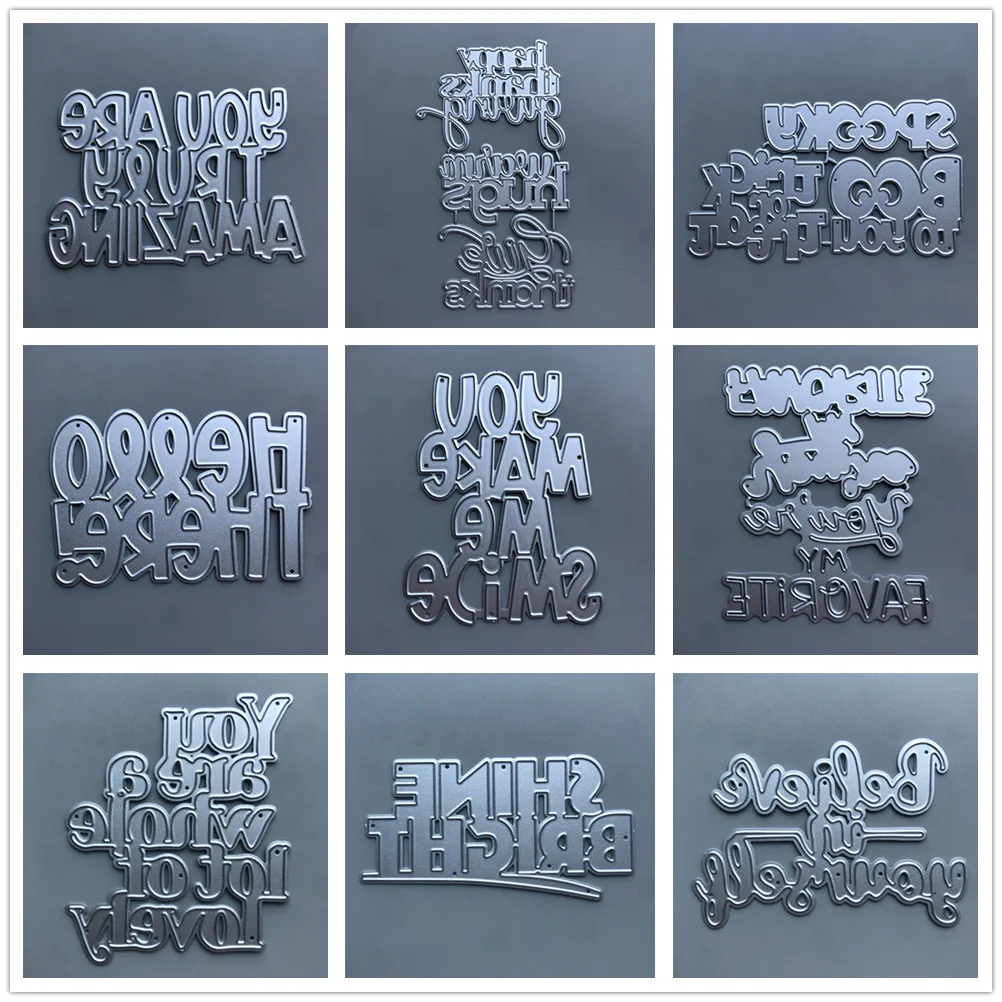 (27 Styles) Words Sentiments Metal Cutting Dies Stencils for Decoration ...