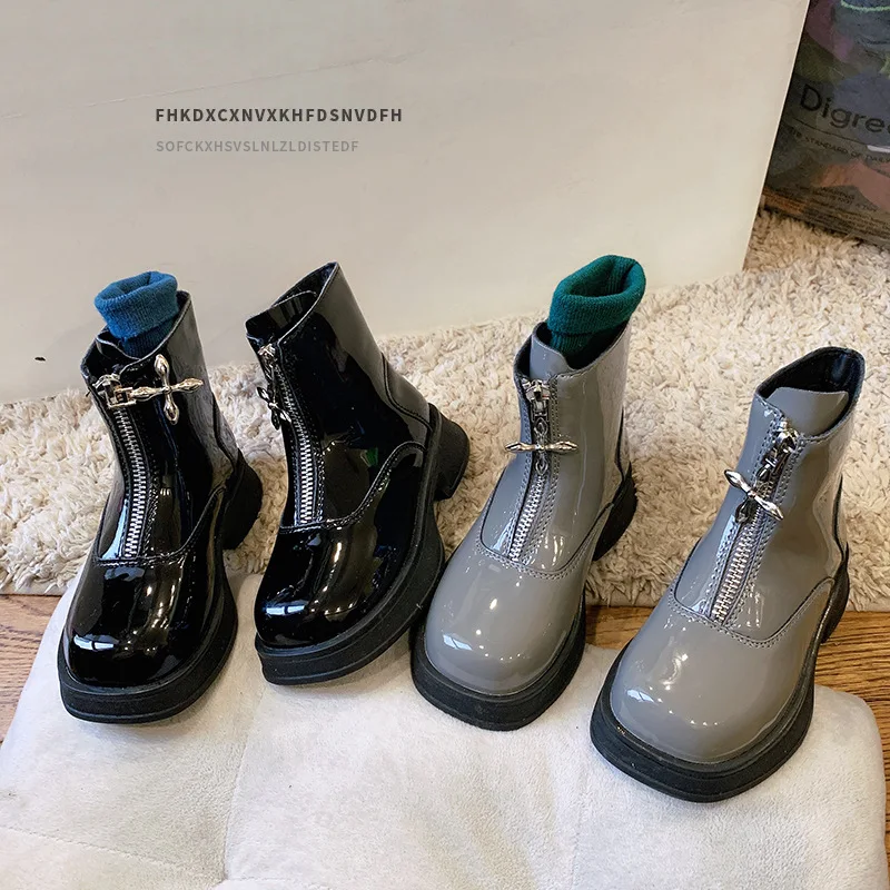 Kids Platform Casual Ankle Boots Girls Children Buckle Black Boots Boys ...