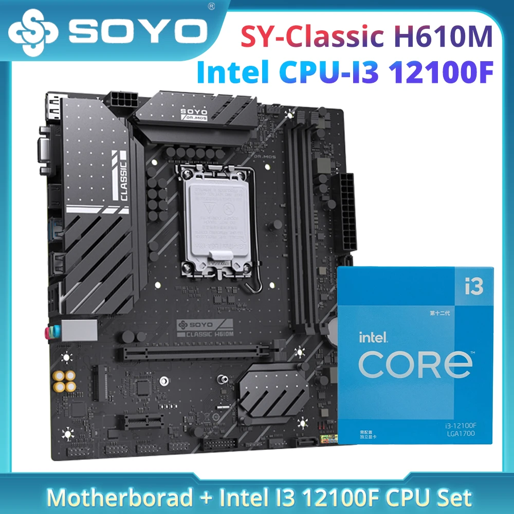 Soyo Sy-classic H610m With Intel I3 12100f Cpu Ddr4 Lga1700 Motherboard ...