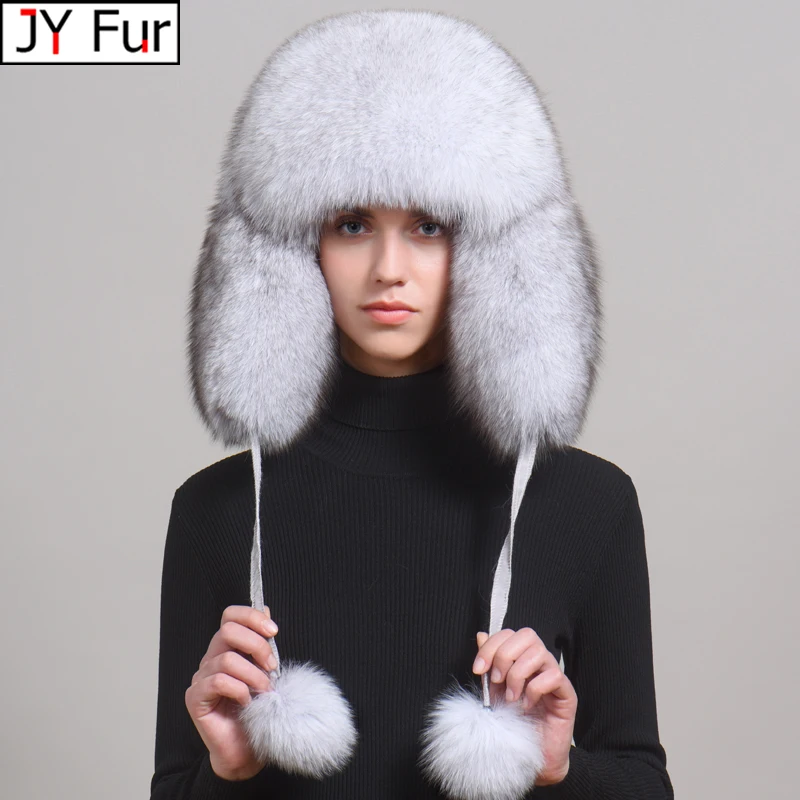 Real-fur-100-Fox-Skin-Russian-Businessmen-Pilot-Bombers-Full-Fur-Women ...