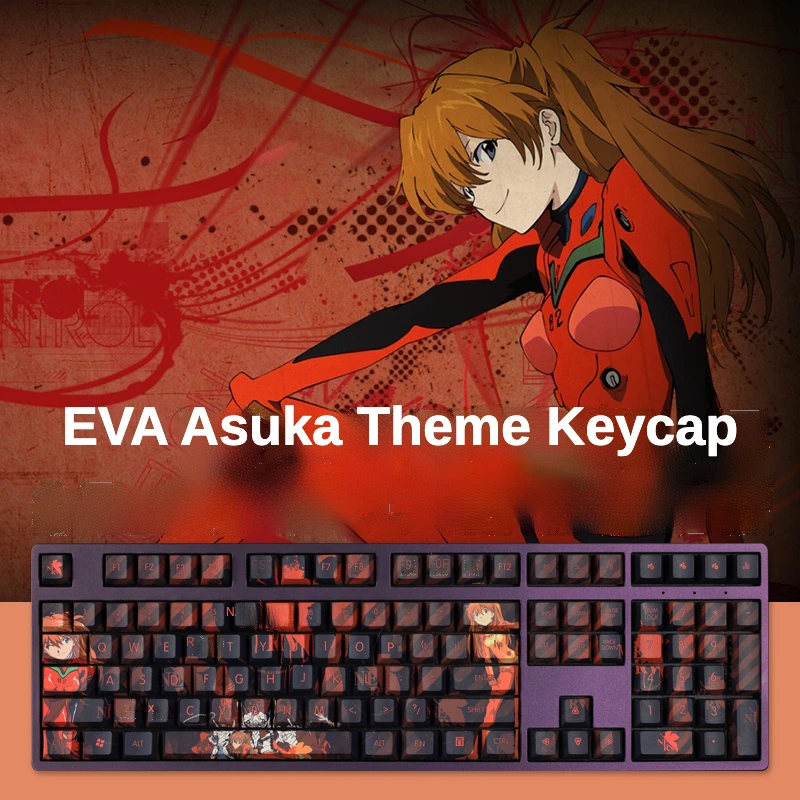 EVA-Asuka-Anime-Comic-theme-keycaps-cool-design-Cherry-Profile-108-key ...