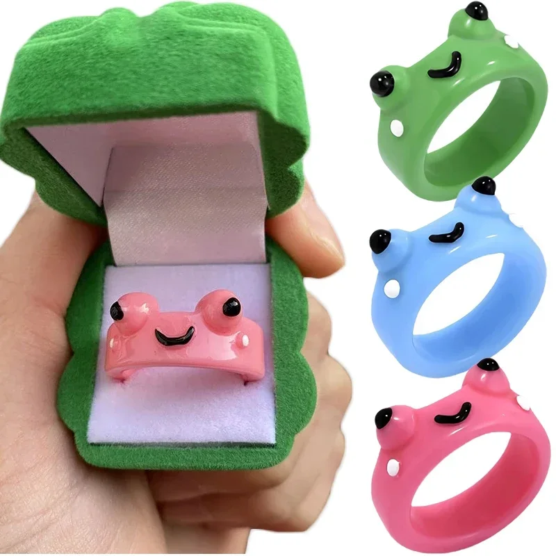 2pcs-Couple-Cartoon-Frog-Rings-for-Girls-Fashion-Cute-Frog-Resin-Women ...