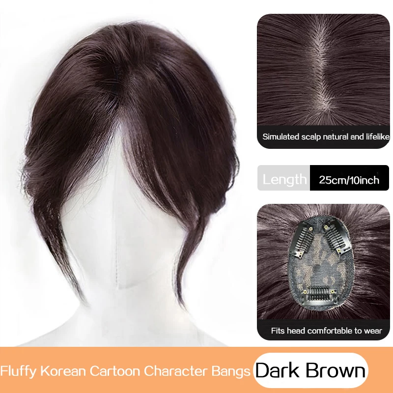 Synthetic hair topper wigs with side fringes (Brand - Buqi) - Hair.lk