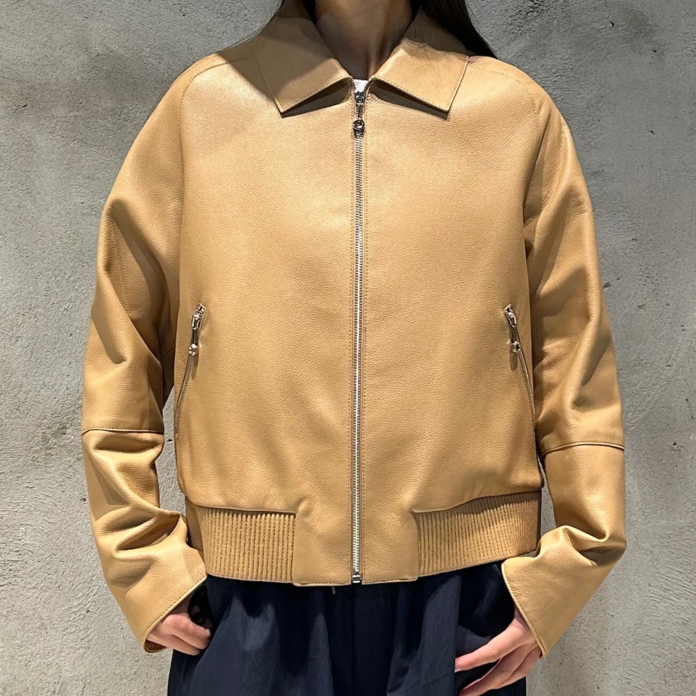 Women-s-Khaki-Leather-Jacket-Streetwear-Real-Leather-Jacket-High ...