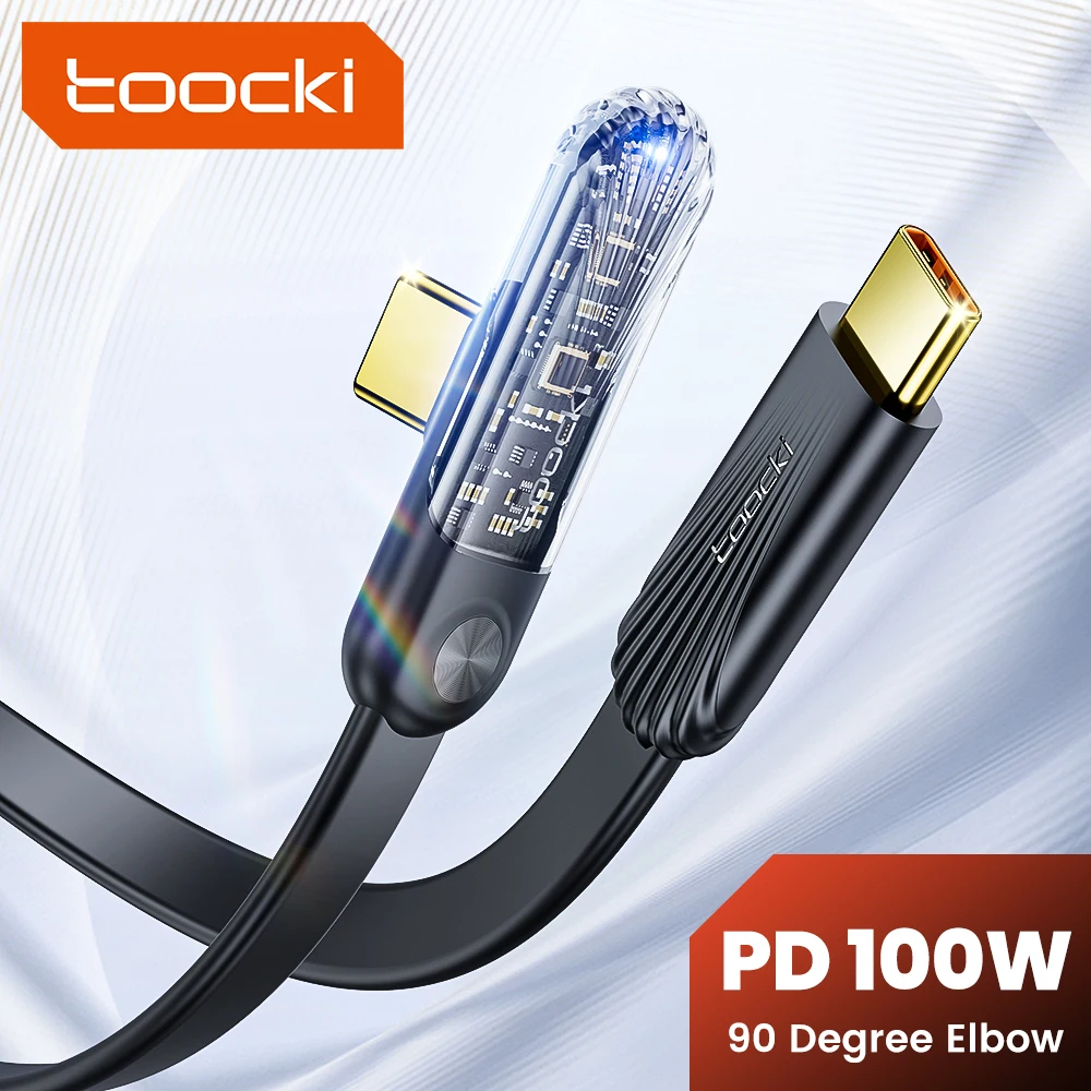 Toocki USB C To Type C Cable PD100W Fast Charger 90 Degree Angle ...