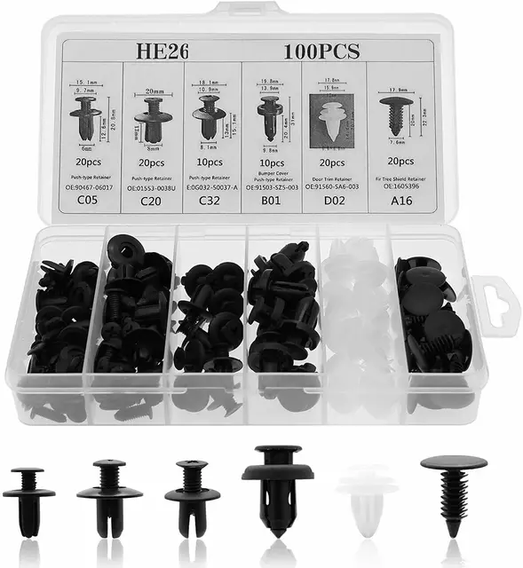 Plastic Car & Truck Door Panels 100pc Clip Trim Car Push Pin Rivet ...
