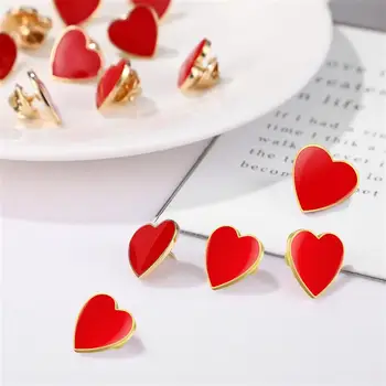 12Pcs Enamel Pins Red Heart Brooches Pins Clothes Lapel Pins Heart ...