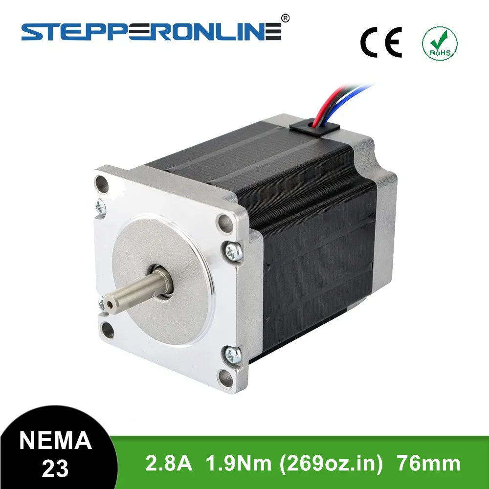 STEPPERONLINE Nema 23 스테퍼 모터, 76mm 1.9Nm(269oz.in) 2.8A 4 리드 6.35mm 샤프트 Nema23 스텝 모터 3D 프린터 DIY ...