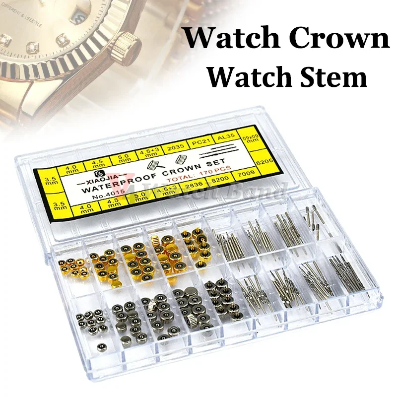 170Pcs-Box-Watch-Crown-Stem-Parts-Assorted-Dome-Flat-Head-Watches ...