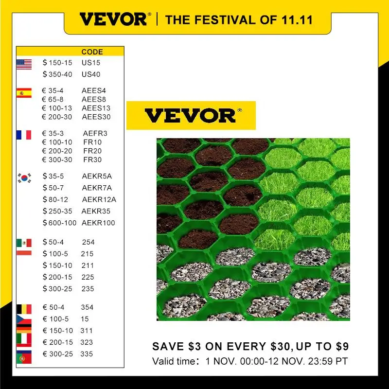 Vevor 4 Piece Permeable Robust Grass Pavers Ground Grid For Grass ...