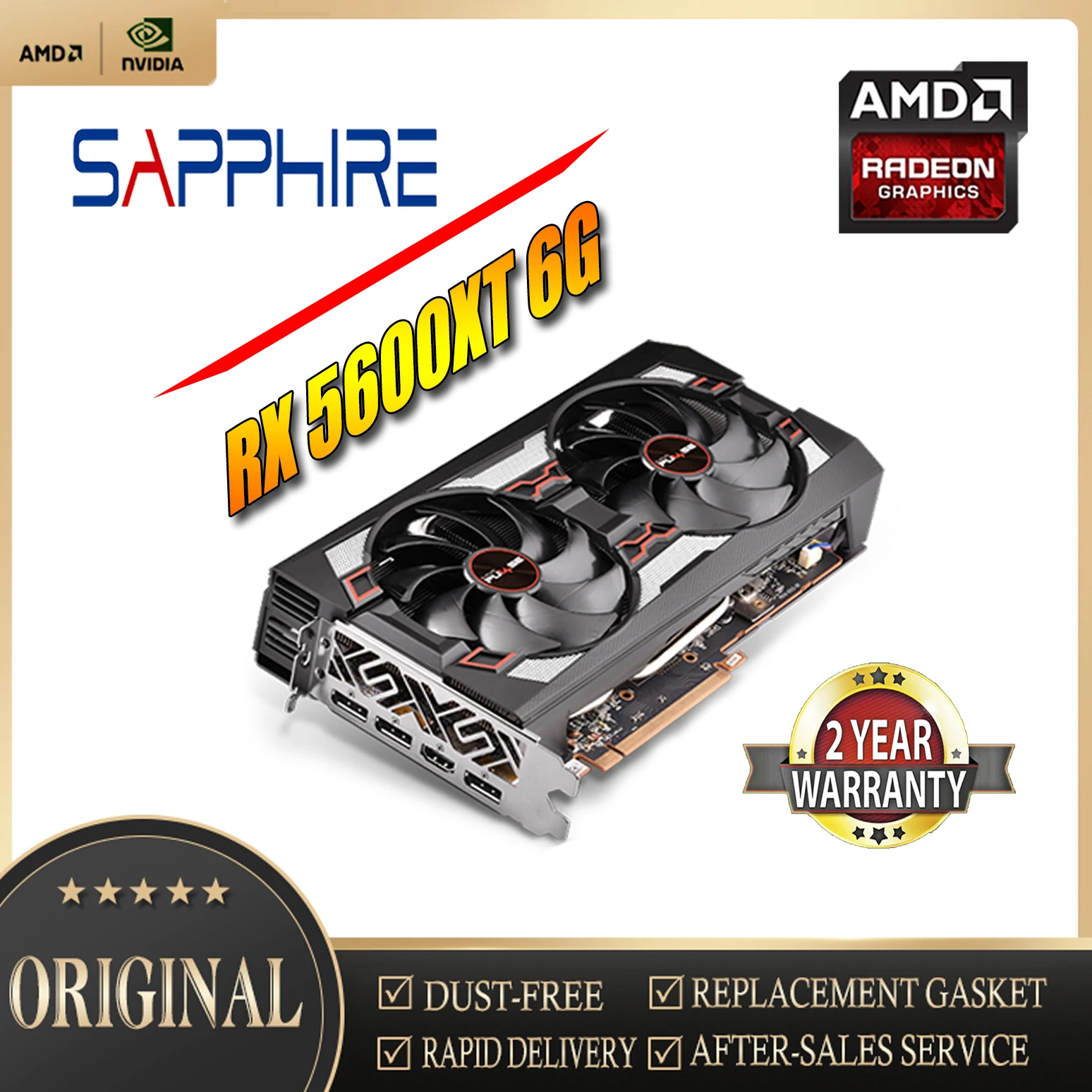 SAPPHIRE-Video-Card-AMD-RX-5600XT-6G-192Bit-GDDR6-Graphics-For-RX5000 ...