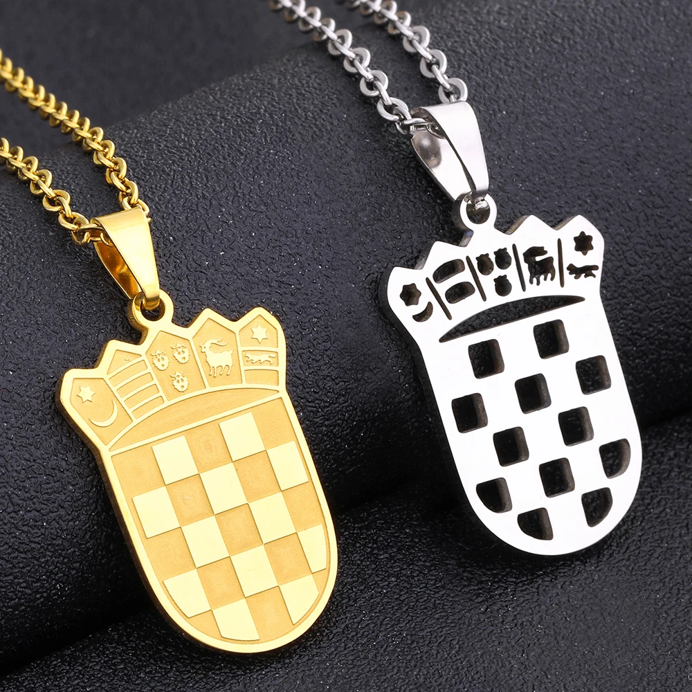 Europe Croatia Flag Pendant Necklace Stainless Steel Men Women Gold ...