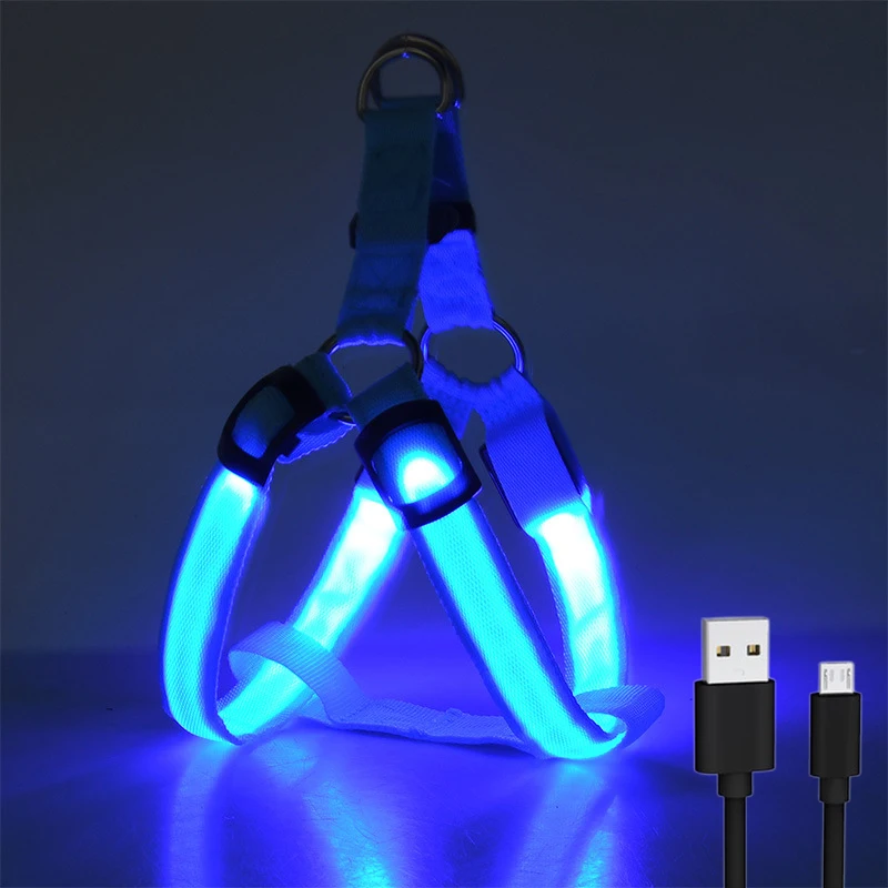 Adjustable LED Dog Harness Usb Rechargeable Flashing Night Safety No ...