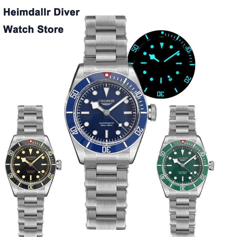 Cronos Diver Watch 41mm Blue Dial Bb58 Vintage Sapphire Glass Pt5000 ...