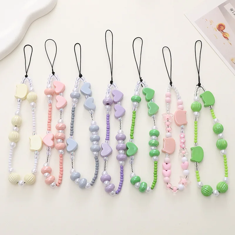 Pearl-Cat-Head-Phone-Chain-DIY-Love-Beaded-Phone-Case-Pendant-Short ...